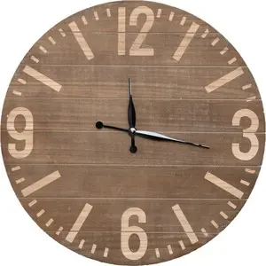 TRANSPAC Wood Everyday Simple Life Wall Clock For Spring Decorstylish Wooden Wall Clocks For Home - Brown