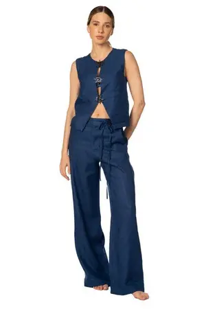 KIBYS Sacred Sun Wide Leg Linen Pant