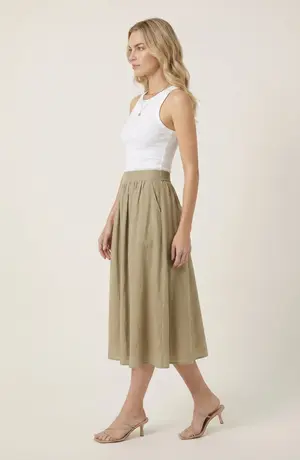 MODENAIRE Flowy A-line Midi Skirt