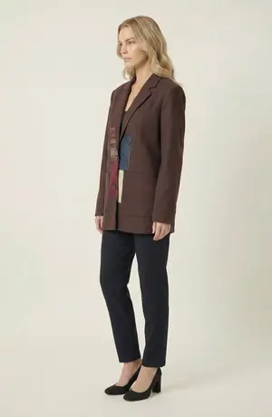 MODENAIRE Patchwork Detail Notched Lapel Blazer