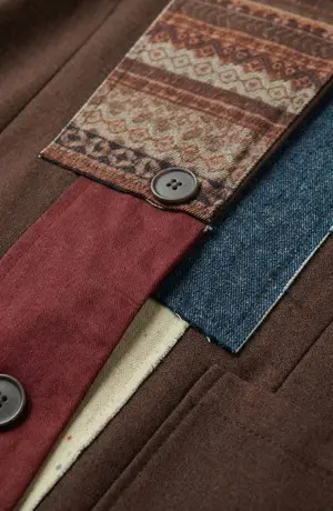 MODENAIRE Patchwork Detail Notched Lapel Blazer
