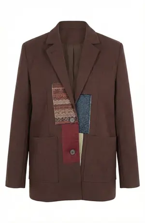 MODENAIRE Patchwork Detail Notched Lapel Blazer