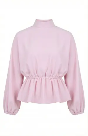 MODENAIRE Mock Neck Top And Peplum Skirt Set