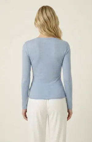 MODENAIRE Long Sleeve Front Tie Henley Top