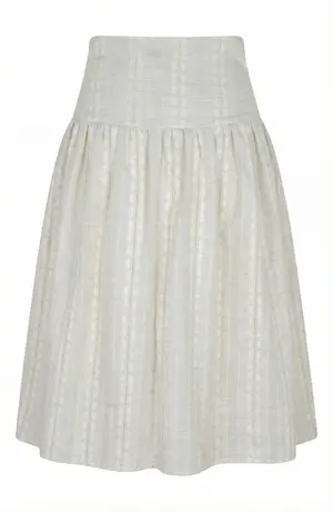 MODENAIRE Textured Smocked Waist A-line Skirt