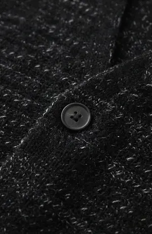 MODENAIRE Textured Knit V-neck Button-front Vest - Black