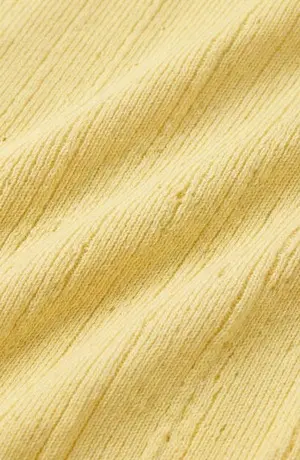 MODENAIRE Button-front Knit Midi Dress With Ruffled Short Sleeves - Yellow