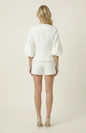 MODENAIRE Embellished Puff Sleeve Jacket