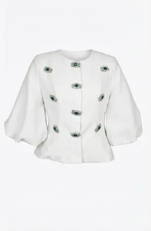 MODENAIRE Embellished Puff Sleeve Jacket