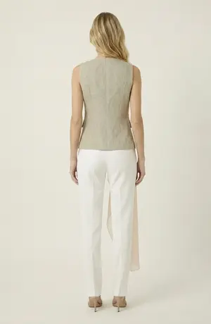 MODENAIRE Tailored Sleeveless Vest Top - Beige