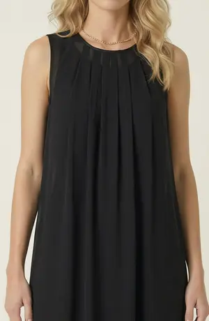 MODENAIRE Pleated Sleeveless Midi Dress