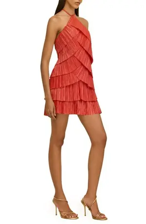 Cult Gaia Varsha Halter Tiered Minidress - Canyon