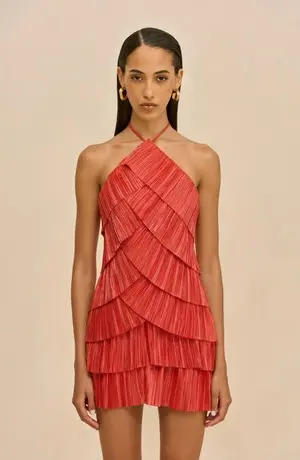 Cult Gaia Varsha Halter Tiered Minidress - Canyon