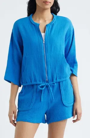 CITY BLUES Zip Front Jacket - Cobalt