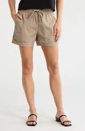 JAMES PERSE Stretch Cotton Poplin Drawstring Shorts - Overcast