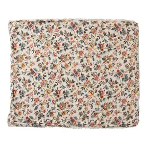 STORIED HOME Woven Printed Throw With Back And Fringe - Cream