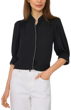 CECE DUPRAZ Pearce Puff Sleeve Top - Rich Black