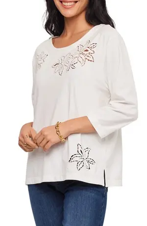 Karen Kane Embroidered Cutout Top