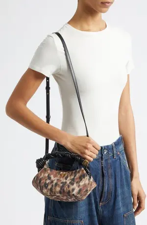 GANNI Mini Bou Taffeta Top Handle Bag - Burro