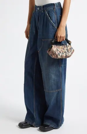 GANNI Mini Bou Taffeta Top Handle Bag - Burro