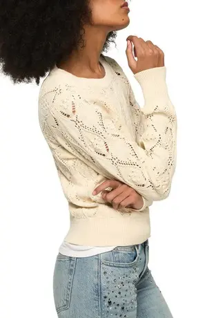 Lucky Brand Open Stitch Crewneck Sweater - Tofu