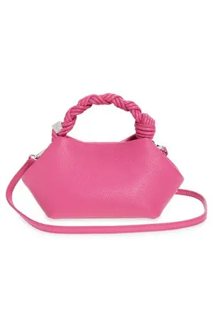 GANNI Small Grained Faux Leather Top Handle Bag - Cabaret
