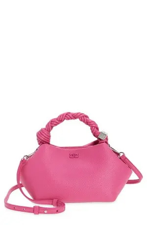 GANNI Small Grained Faux Leather Top Handle Bag - Cabaret