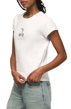Lucky Brand Fitted Beaded T-shirt
