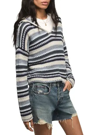 Lucky Brand Striped Crochet Hoodie