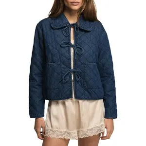 Lucky Brand Quilted Peter Pan Collar Denim Jacket