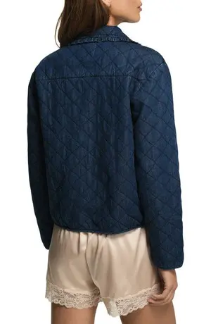 Lucky Brand Quilted Peter Pan Collar Denim Jacket