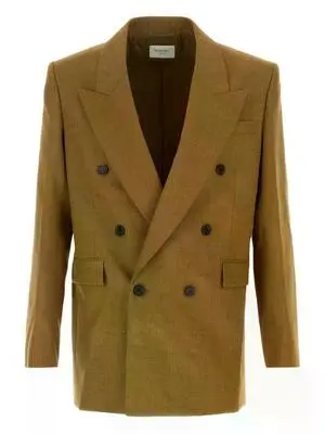 Saint Laurent Double-breasted Wool Blazer - Brown
