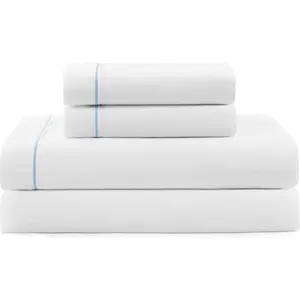Tommy Hilfiger Cotton Percale Sheet Set White/blue