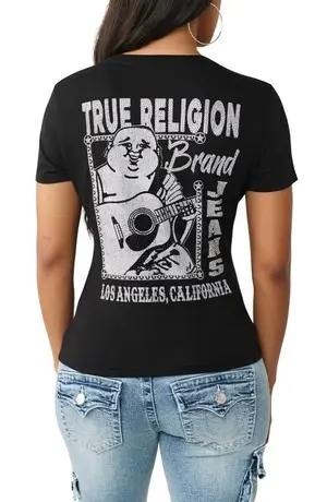 True Religion Crystal Buddha Graphic T-shirt - Jet Black