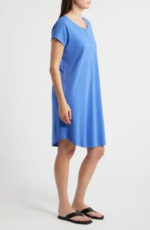 Eileen Fisher Organic Cotton Henley Dress - Blue Star