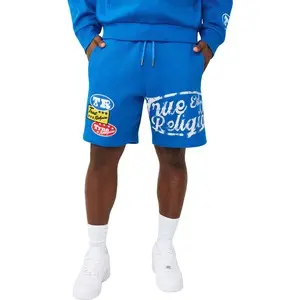 True Religion Logo Patch Cotton Blend Sweat Shorts
