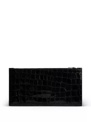 YU MEI Hannah Crocodile-embossed Leather Pouch