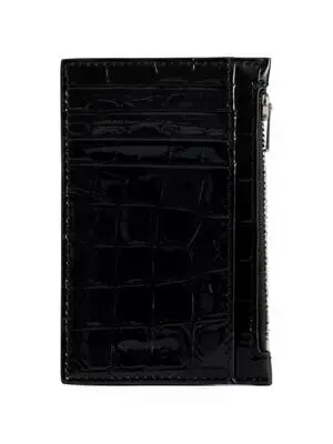 YU MEI Frank Crocodile-embossed Leather Cardholder - Black