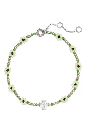 Tory Burch Curiosity Faux Pearl Flower Bracelet - Mint