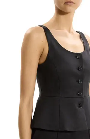 Theory Linen-blend Button-detailed Vest - Black