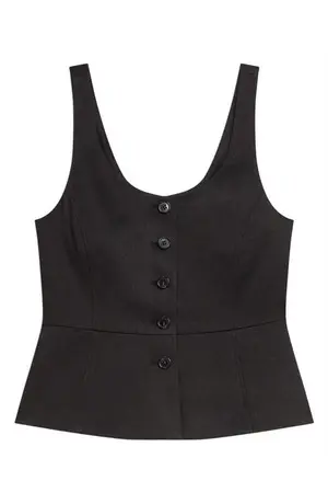 Theory Linen-blend Button-detailed Vest - Black