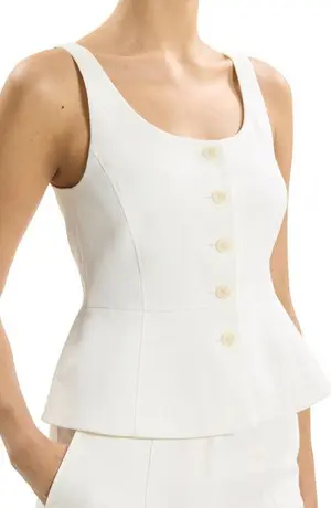 Theory Linen-blend Button-detailed Vest - Ivory