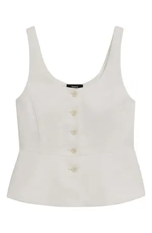 Theory Linen-blend Button-detailed Vest - Ivory