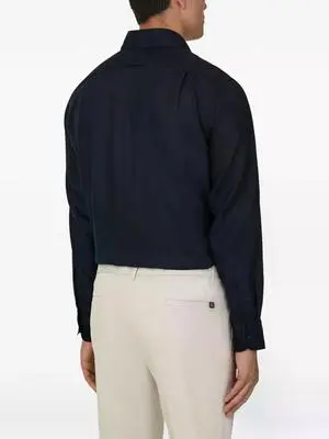 Boggi Milano Garment-washed Linen Shirt - Blue