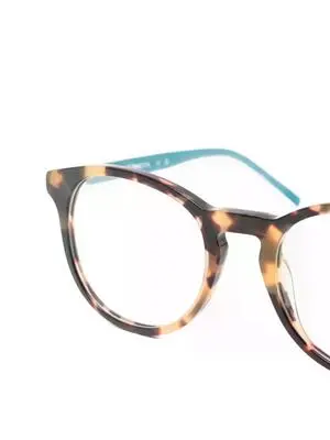 BENETTON Tortoiseshell-effect Round-frame Eyeglasses