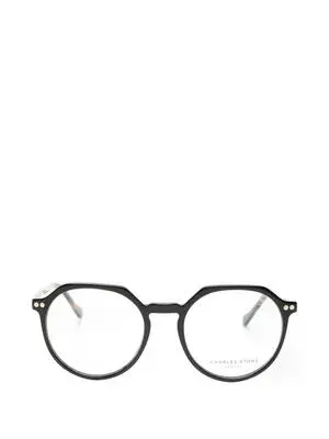 CHARLES STONE Geometric-frame Tortoiseshell-effect Eyeglasses - Black