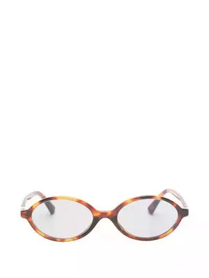 Miu Miu Tortoiseshell-effect Oval-frame Sunglasses - Brown
