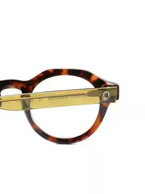 BENETTON Theodore Tortoiseshell-effect Geometric-frame Eyeglasses - Brown