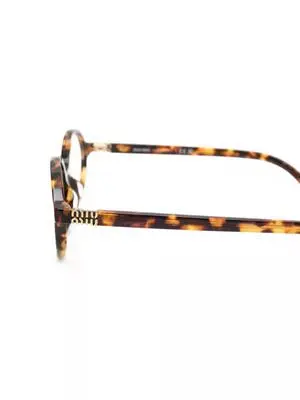 Miu Miu Tortoiseshell-effect Oval-frame Glasses