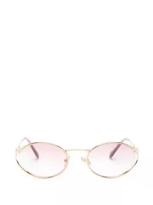 Miu Miu Oval Frame Sunglasses - Gold